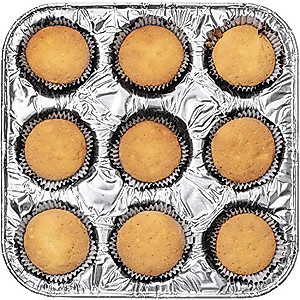 9-Cavity Mini Cupcake and Muffin Pans | Disposable Aluminium Baking Pans | Use for Baking Mini Muffin, Cupcake, Cake | For Weddings, Parties, Birthdays, Gatherings (12 Pack)