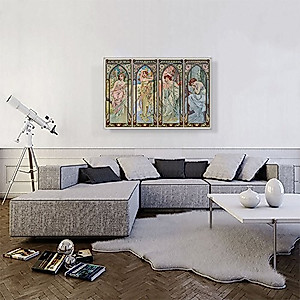 ARTCANVAS Times of the Day Canvas Art Print by Alphonse Mucha - 40" x 26" (0.75" Deep)