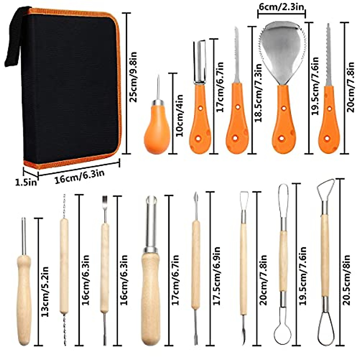 Halloween Pumpkin Carving Kit, Halloween Jack-O-Lanterns 13 Piece Professional pumpkin cutting supplies tools Kit with 6 Pumpkin LED Candles, Pumpkin Carving Kit for Kids and Adult