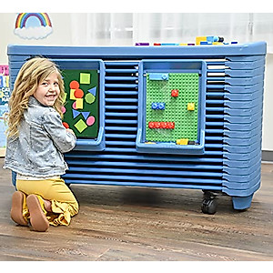 Children's Factory Angeles SpaceLine Activity Center and Set of 20 Toddler Nap Cots, Ocean, AFB5732OB, Kids Portable Sleeping Daycare, Nursery or Preschool Rest Cots,Ocean Blue