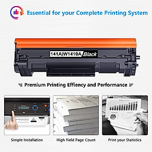 (with Chip) 141A Black Toner Cartridge, W1410A 2 Pack: 141A Toner Replacement for HP 141A Toner Compatible with Compatible with Laser M110w (7MD66F), Laser MFP M140w (7MD72F) Printer | 141A W1410A