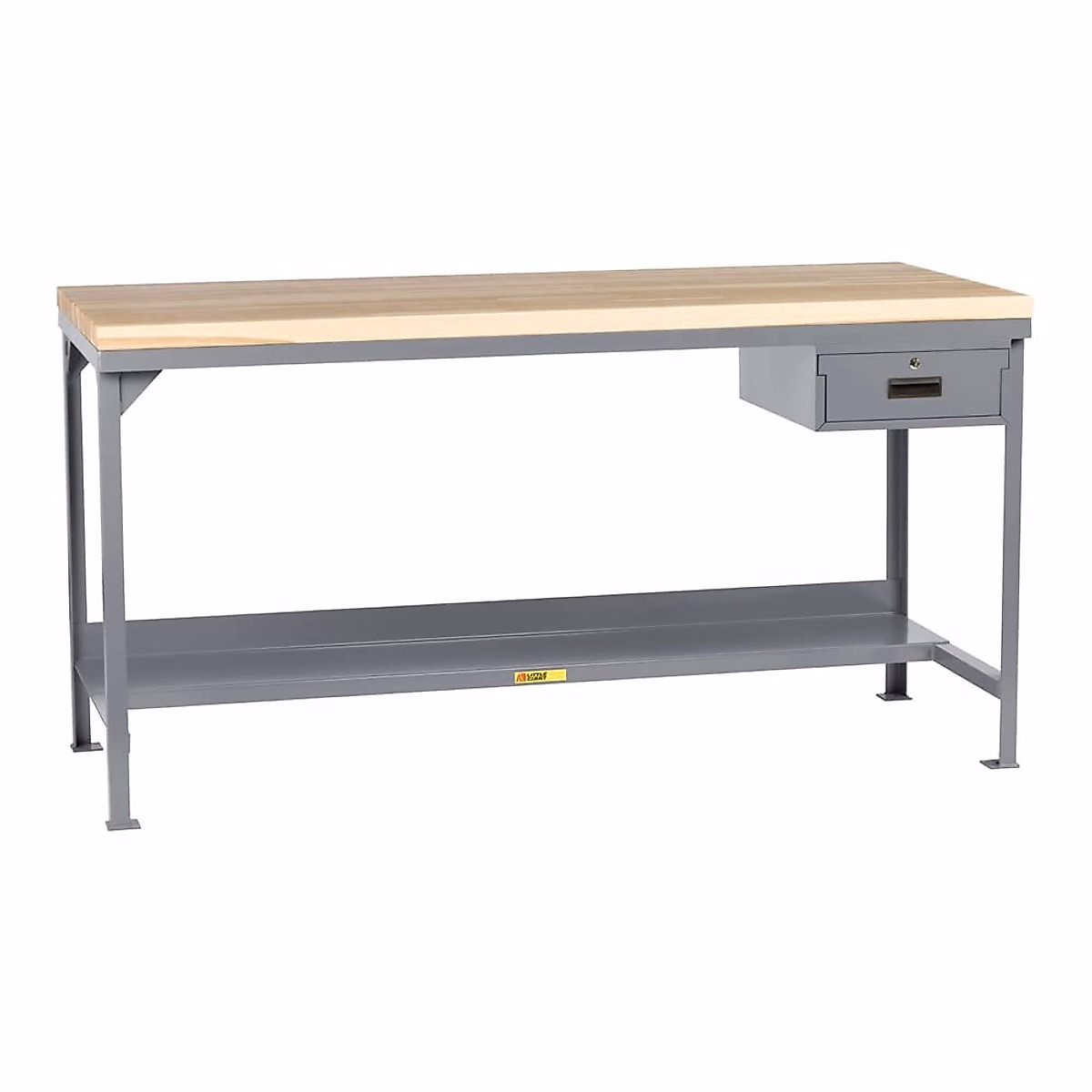 Little Giant WSJ2-2448-AH-LP Adjustable Height Welded Steel Workbench with 1.75" Butcher Block Top and Louvered Panel, 3000lbs Load Capacity, 24" Length, 48" Width