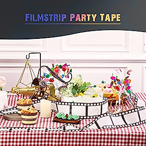 Filmstrip Party Decorations Tape Movie Theme Night Party Supplies Movie Reel Decor White and Black Party Streamers Film Border Roll 3 Inch for Film Night Theater Decor (3 Rolls)