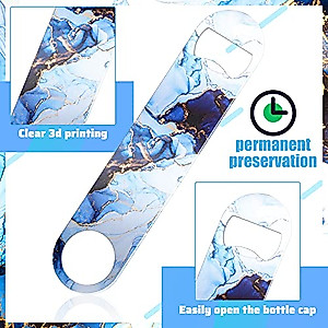 4 Pcs Flat Bottle Opener Heavy Duty Stainless Steel Beer Bottle Opener for Kitchen Bar Restaurant, 7 Inches (Marble Print)