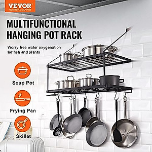 VEVOR Pot Rack Wall Mounted, 30 inch Pot and Pan Hanging Rack, Pot and Pan Hanger with 12 S Hooks, 55 lbs Loading Weight, Ideal for Pans, Utensils, Cookware in Kitchen