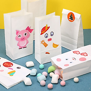 200 Pcs Mini Paper Bags, 1 LB Small Paper Treat Bags Kraft Lunch Bags for Christmas Wedding Favor Grocery Candy Cookie Sandwich Popcorn Bread Snack(White)