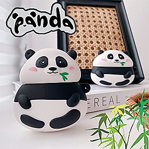 Silicone Case for Airpods Pro, Cute Tiger Panda Funny Animal Protective Soft Rubber Cover Skin with Anti-Lost Keychain (Panda Designed)