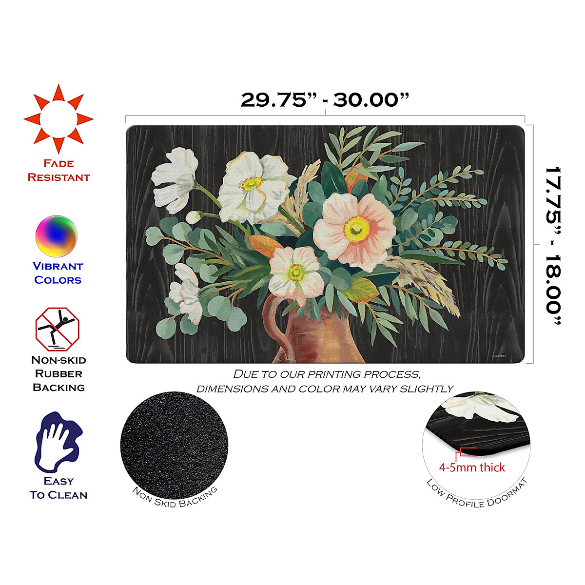 Toland Home Garden 800526 Rustic Bouquet Spring Door Mat 18x30 Inch Flower Outdoor Doormat for Entryway Indoor Entrance