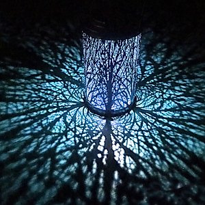 Lxcom Lighting Solar Tree Lantern Lights Hanging Outdoor Solar Lanterns Garden Solar Lights Outdoor Retro Waterproof Garden Hanging Lantern Decorative Garden Light for Home Garden Patio(Blue)