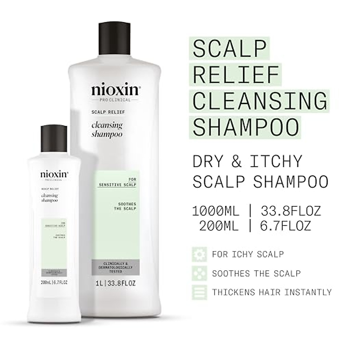 Nioxin Scalp Relief Cleansing Shampoo - Shampoo for Sensitive Scalp, 33.8 fl oz (Packaging May Vary)
