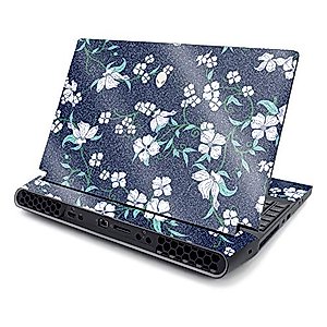 MightySkins Glossy Glitter Skin Compatible with Alienware Area-51M 17" (2019) - White Freesia | Protective, Durable High-Gloss Glitter Finish | Easy to Apply and Change Style | Made in The USA