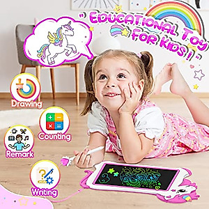 Unicorn Toys for Girls 3-8: 10 Inch LCD Writing Tablet for Kids 4 5 6 7 Year Old Girl Boy Toddler Drawing Pad Doodle Board Travel Activity Games for Kid Age 3-5 Educational Learning Toy