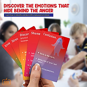 Behind The Anger Card Game for Families, Therapy Games for Kids - Anger Management Toys for Kids - Card Game for Teens - Develop Social Emotional Coping Skills - Anger Control and Counseling Tool
