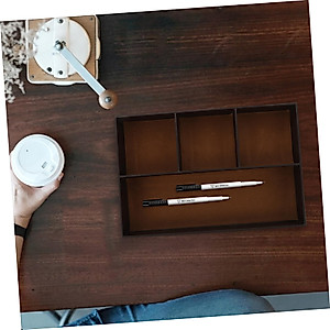 Holibanna 1pc Partition Storage Box Cosmetic Containers Jewelry Organizer Tray Household Storage Case Vanity Tray Dresser Organizer Valet Storage Rack Multi Compartment Man Leather