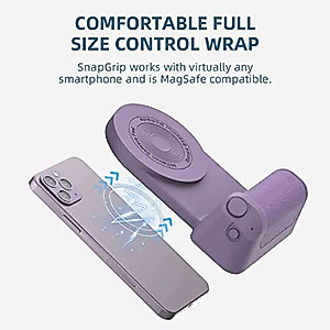Magnetic Camera Handle Bluetooth Bracket, Upgrade Magnetic Phone Camera Handle, Shiftcam Snapgrip with Wireless Charging, Smartphone Camera Handle Grip for iPhone/Android (Purple,With Wireless Charge)