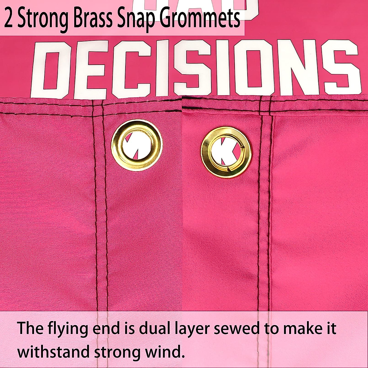 Seekamit Bad Decisions Make the Best Stories Flag Pink Funny College Dorm Flags for Girls Cool Girl Flags for Bedroom Room Wall Meme Flags for Room Guys Man Cave Banner 3x5Ft Indoor Outdoor Garden