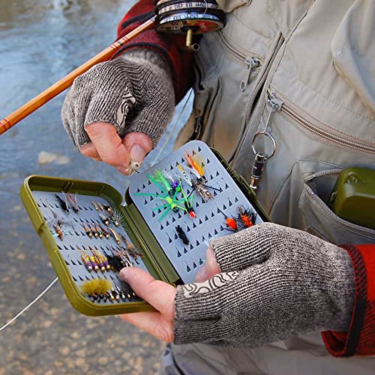 Palmyth Wool Fishing Gloves 3-Cut Fingers Warm for Men and Women Cold Weather Fingerless Gloves for Winter Fly Fishing, Ice Fishing, Photography and Hunting (Gray, L/XL)