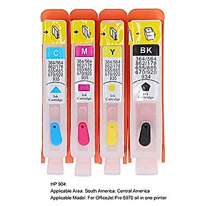 Fafeicy 4PCS Ink Cartridge,Permanent Chip Replacement Refill Ink Cartridge PP for Office (HP 904)