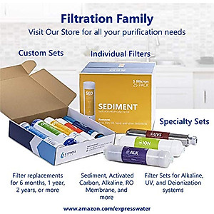 Express Water – 6 Months Alkaline Reverse Osmosis System Replacement Filter Set – 4 Filters – 10 inch Size Water Filters