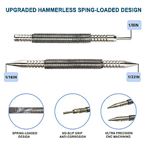 DLJZGC Dual Head Nail Setter and Hinge Pin Punch Set, Hammerless Spring Nail Set with 1/32IN & 1/16IN Heads, Ultra high 5000 PSI Striking Force (Nail Setter and Hinge Pin Punch Set)