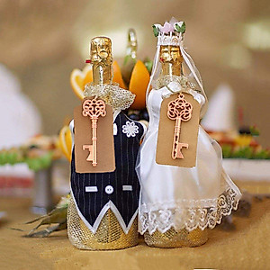 Amajoy 30PCS Skeleton Key Bottle Opener with Escort Tag Card and Twine Favor Bag for Wedding Favors Baby Shower Return Gifts for Guests Party Favors (Rose Glod)