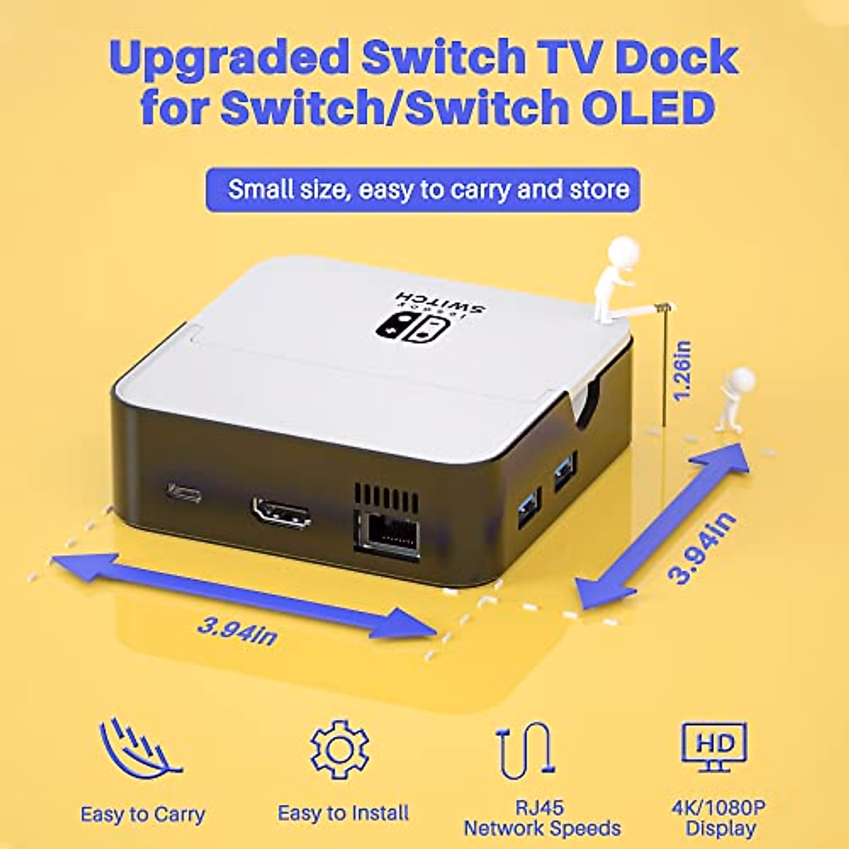 Upgraded Switch TV Dock for Nintendo Switch/Switch OLED, MVIIOE Switch Docking Station with Ethernet LAN, Support YouTube, 4K@60HZ 1080P HDMI 2.0 Port, 3 USB Ports & PD Fast Charging White