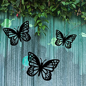 Butterfly Wall Art Decor, 3 Acrylic Wall Art Sculptures Insect Wall Decoration Sticker Laser Cut Hanging Home Decoration Sign for Indoor Outdoor Home Garden Living Room Bedroom (Butterfly - Black)