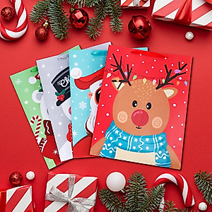 4 Pack 16.5" Extra Large Christmas Gift Bags, Xmas Paper Bags With Handles and Tissue Paper, Reusable Holiday Bags Bulk for Present Wrap Decor