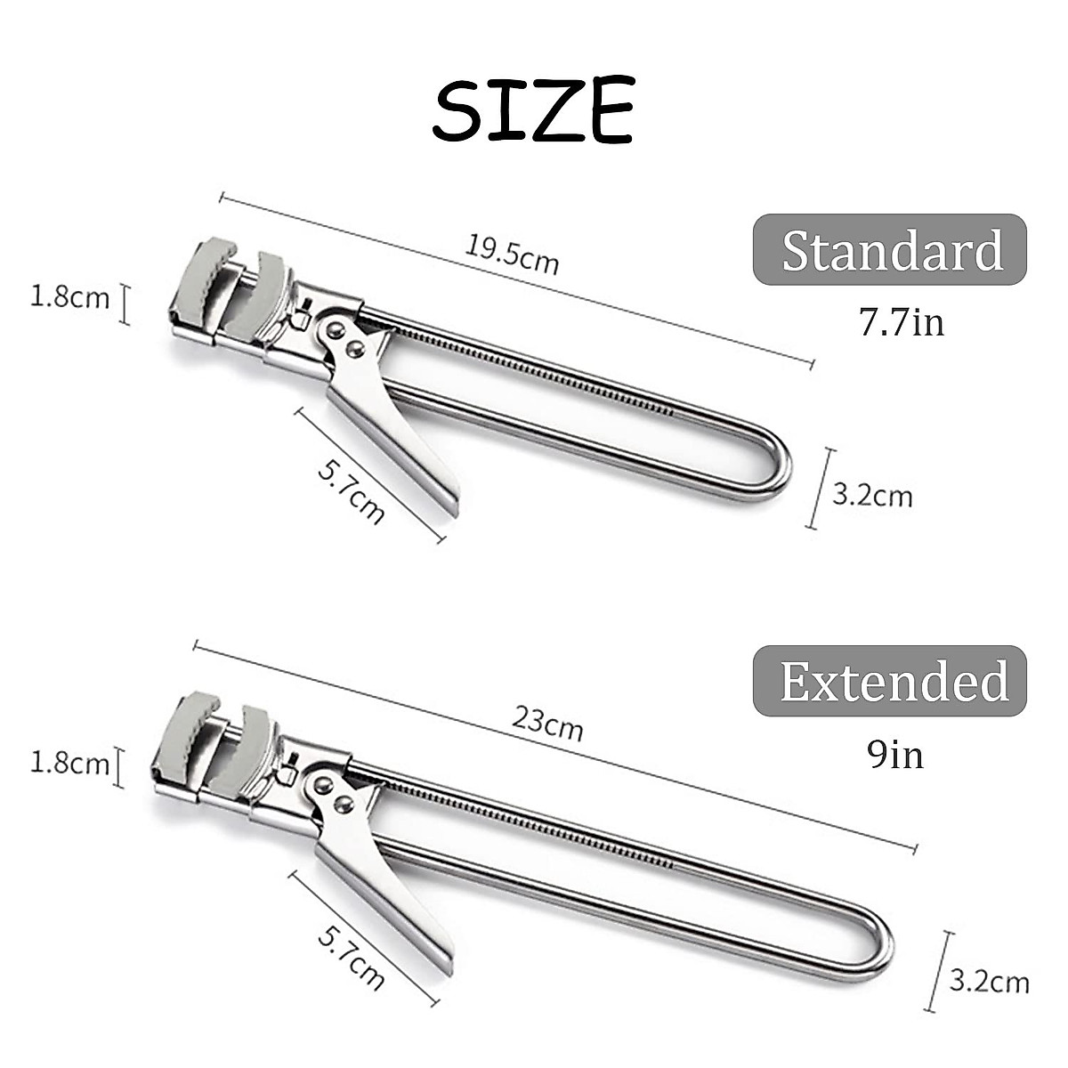 Warncode Jar Opener - 2023 NEW Adjustable Multifunctional Stainless Steel Can Opener, Jar Opener for Weak Hands,Longer Handheld Bottle Opener for Any-Size lids (7.7 in,1PC)