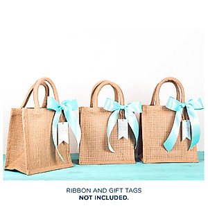 Imagine Color 10 Small Burlap Gift Bags with Handles, Wedding Welcome Gift Bags, Bridesmaids Gifts, Bachelorette Gift Party Favors Swag bags Decorating DIY Reusable 8”x 8”x 6