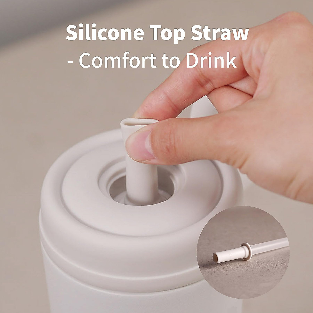 ACEVIDA 28oz Stainless Steel Double Insulated Tumbler with Ceramic Coating Inside, Magnet Design to Attract the Lid, Leakproof, Silicone Top Straw, Silicone Carry Loop, Fit in Cup Holder (Black)