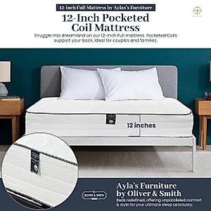 Aylas Furniture Full Size Mattress - 12 Inch Cool Memory Foam & Spring Hybrid Mattress with Breathable Cover - Tight Top - Rolled in a Box by Oliver & Smith