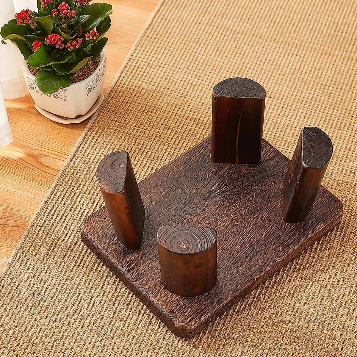 SINOBEST Wooden Stool, Rectangular Bedside Step Stool, Step Ladder for Kitchen & Bathroom, Foot Rest Stool Under Desk, Super Sturdy Hold Up to 500 LBS