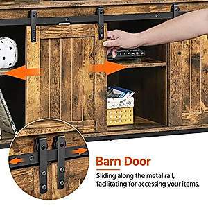 Yaheetech TV Stand Media Entertainment Center with Sliding Barn Doors for 65 Inch TV, 55 Inch TV Stand with Storage and Adjustable Shelf, Industrial TV Table for Bedroom, Rustic Brown