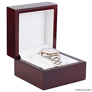 Noble Piano Wood Watch Gift Box - Luxury Single Watch Box - Comes with a Two Piece Packer and Ribbon (Mahogany)