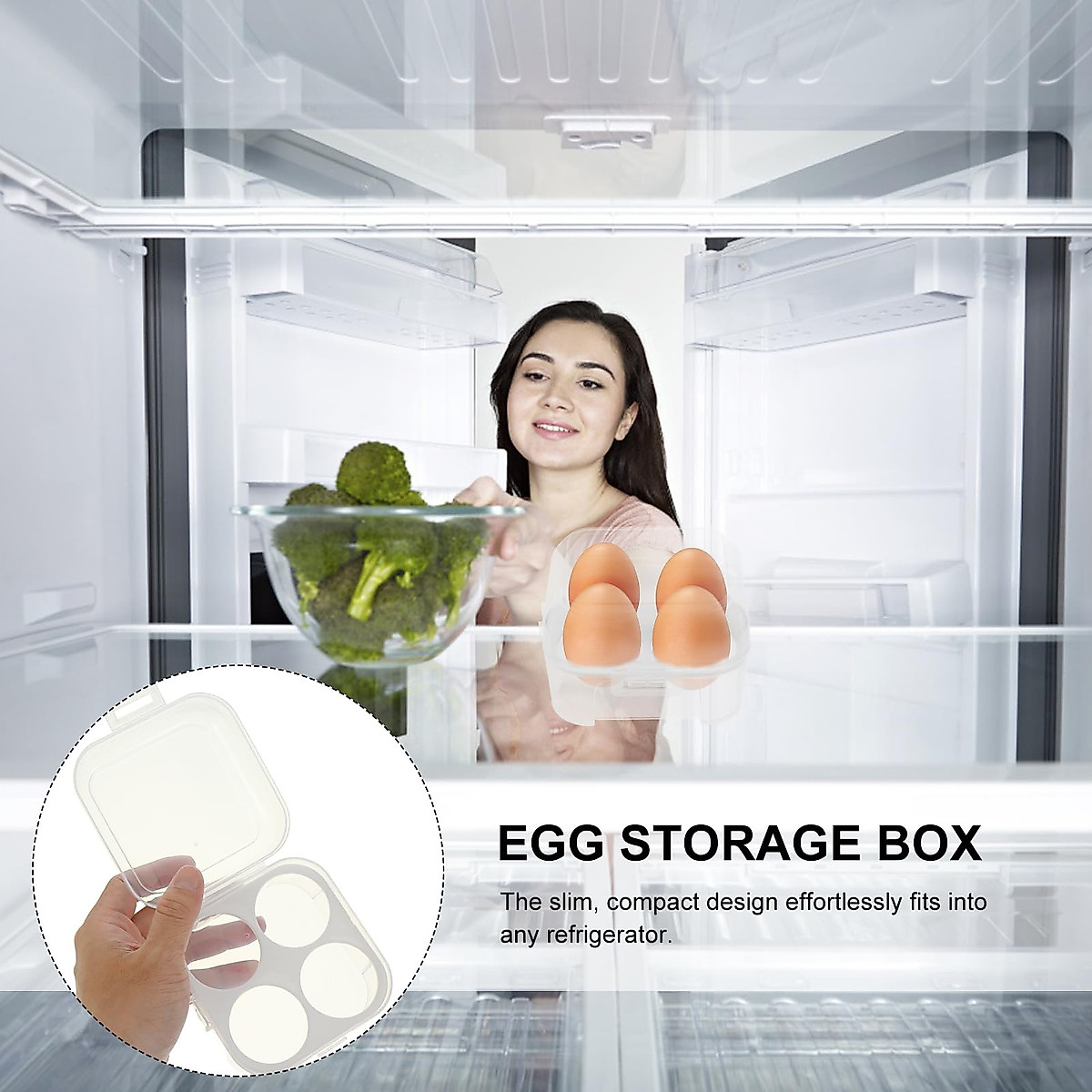 Compartment Egg Holder 3pcs Egg Travel Box Fresh Chicken Egg 4 Lattices Tray with Cover Lid Portable Egg Container for Home Shop Picnic Outdoor Egg Storage Box