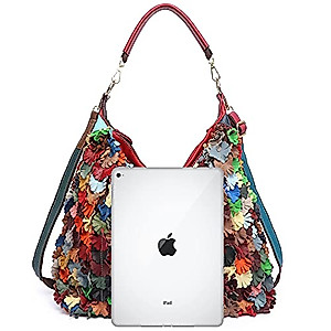 Segater Women Random Multicolor Handbag Leaf Splicing Shoulder Bag Colorful Shopper Satchel Purses