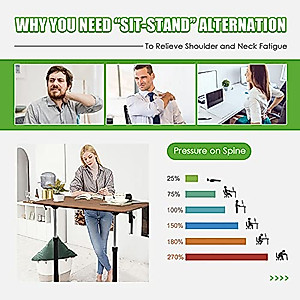 Tangkula Mobile Standing Desk Computer Desk, Height Adjustable Stand Up Desk with 4 Wheels, Rolling Compact Standing Desk with Steel Frame, MDF PVC Tabletop, Ideal for Home Office (Brown)