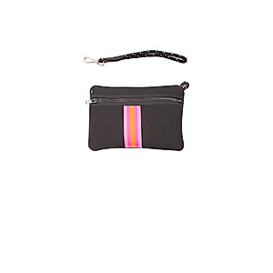 Haute Shore - Greyson Rave Neoprene Tote Bag w/Zipper Wristlet Inside, Black W/Hot Pink Orange
