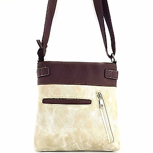 Justin West Cowgirl Western Rhinestone Cross Floral Embroidery Studded Concealed Carry Handbag Purse Trifold Crossbody Messenger Bag Wallet (Beige Busy Messenger)