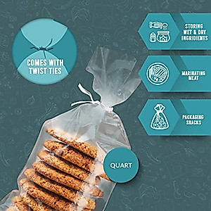 PAMI Food Storage Gallon Size Bags With Twist Ties [100 Pieces] - Disposable Plastic Food Bags- Food-Safe Bags For Food Storage- Versatile Bags For Kitchen. Home, Office, Commercial Uses- 11x12.5”