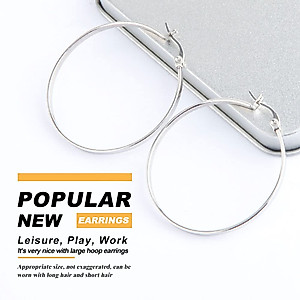 38 Titanium (Medical Grade Material) Fashion HOOP Earrings, Business Party Dress, Hundred Matching Ornaments Show Noble Temperament (Silver)