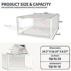 mupera X-Large Shoe Box Storage White Shoe Boxes with Lid, Clear Plastic Stackable Shoe Box Organizers, Storage Bin, Sneakers Shoe Storage Containers Shoe Holder (9 Pack)