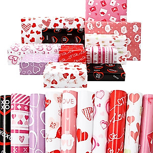 FANCY LAND 10 Sheets Valentine Wrapping Paper Sheets Wedding Valentines Day Gift Wrap Folded Large Sheets 20 X 28 Gift Decoration