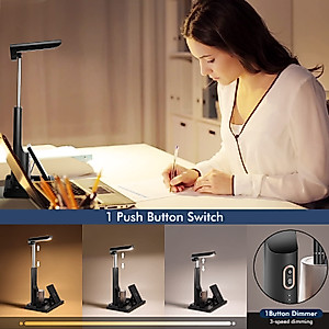 S SUNSBELL Led Desk Lamp, Wireless Charger 15W, Desk Lamp with USB Charging Port, 3 Lighting Modes 5W Desk Lamps for Home Office, Dorm Room Essentials Office Accessories, College Student Gifts