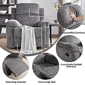 Dreamsir Recliner Chair Breathable Fabric Manual Single Sofa, Living Room Chair Home Theater Lounge Seat, 36×39×40 inch, Limestone Grey