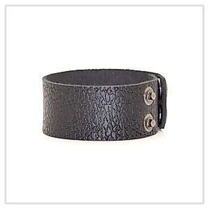 Mgutillart Punk Vintage Metal Buckle Bracelet Wide Leather Cuff Bracelet(Black)