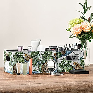 Leopards in Tropics Storage Basket Felt Storage Bin Collapsible Closet Baskets Decorative Baskets Organizer for Pet Supplies Magazine