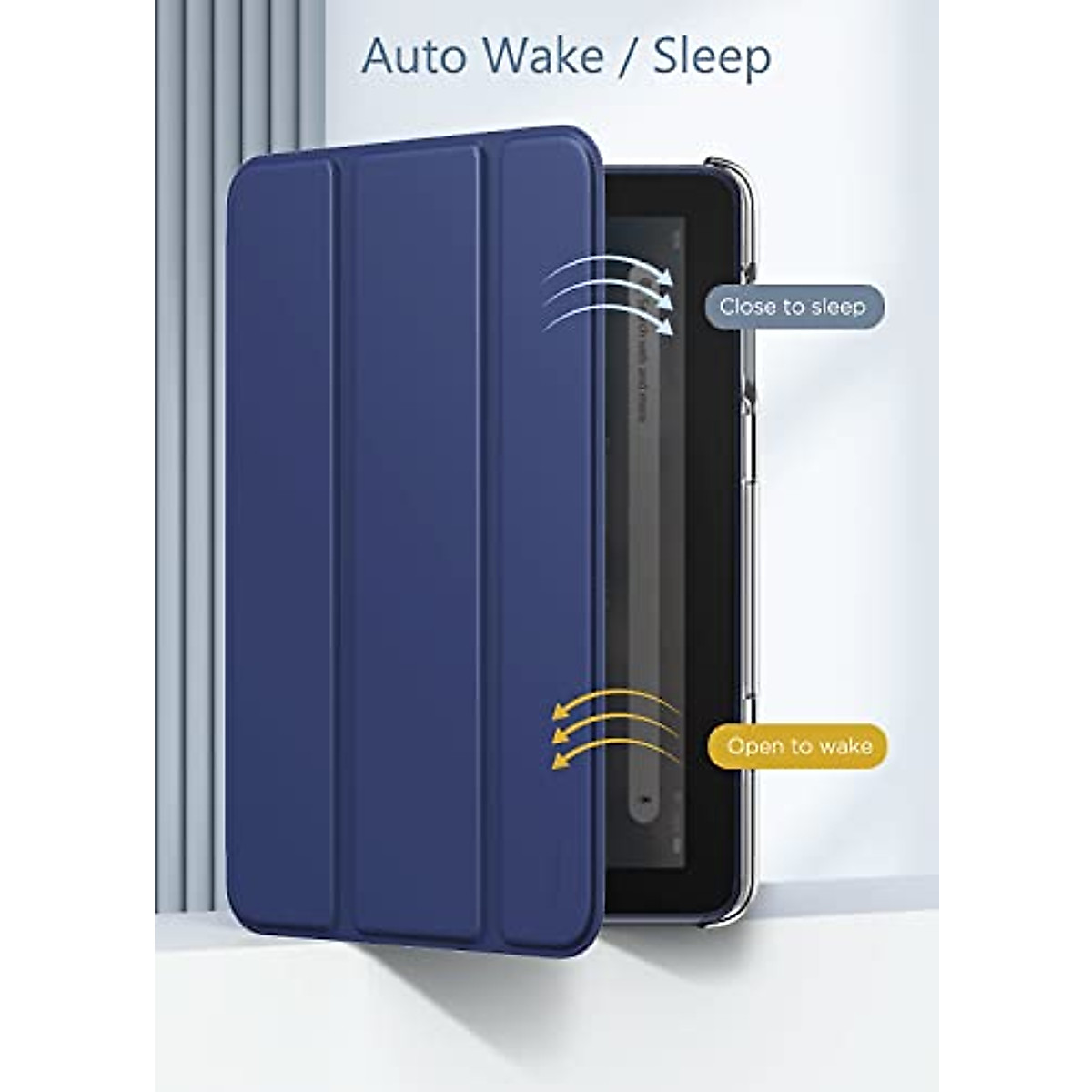 MoKo Case Fits Amazon All-New Kindle Fire 7 Tablet (2022 Release-12th Gen) Latest Model 7", PU Leather Trifold Stand Cover with Translucent Frosted Backshell with Auto Wake/Sleep, Indigo