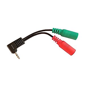 PC Headset to Cordless Phone Adapter (PC Headset with Separate Mic and Headphone 3.5mm Plugs to 2.5mm 3-Pole Male Adapter)